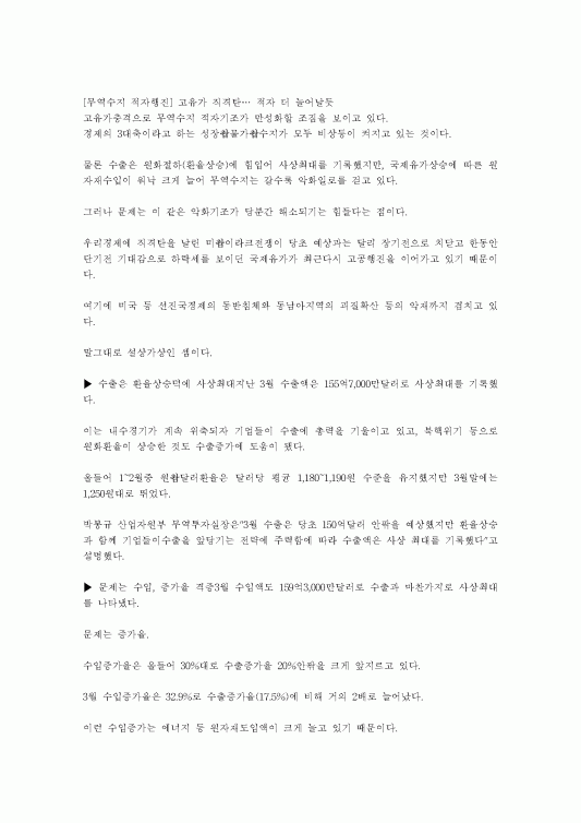 [무역수지 적자행진] 고유가 직격탄