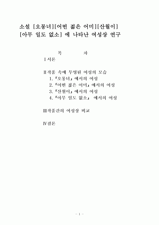 소설속에 나타난 여성상 연구