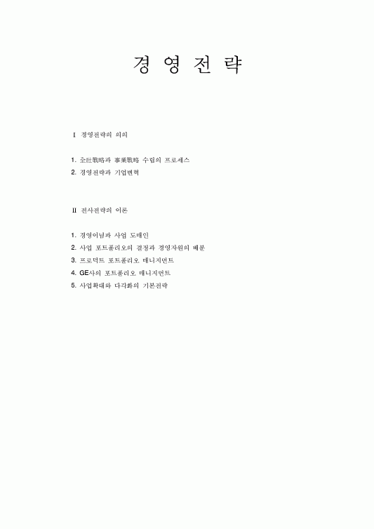 경영전략에 관한 보고서....