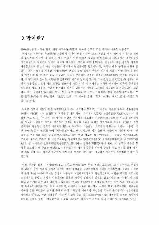 동학에 관한 모든 것들의 보고서...