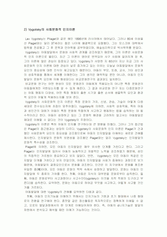 Vygotsky의 사회문화적 인지이론