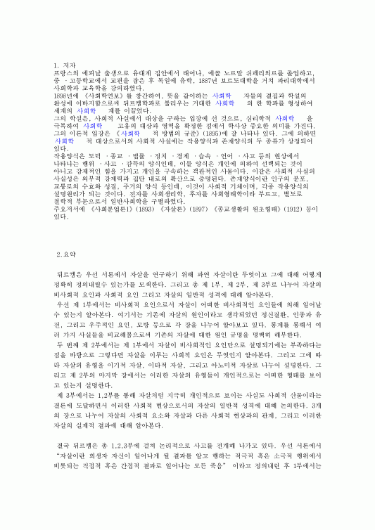 뒤르켐의 자살론에 대하여