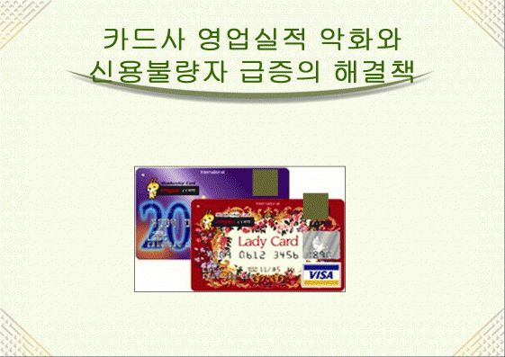 카드사 영업실적 악화와 신용불량자 급증의 해결책