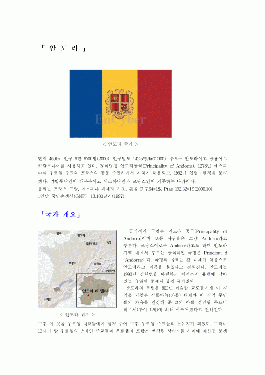 안도라 국가개요 소개