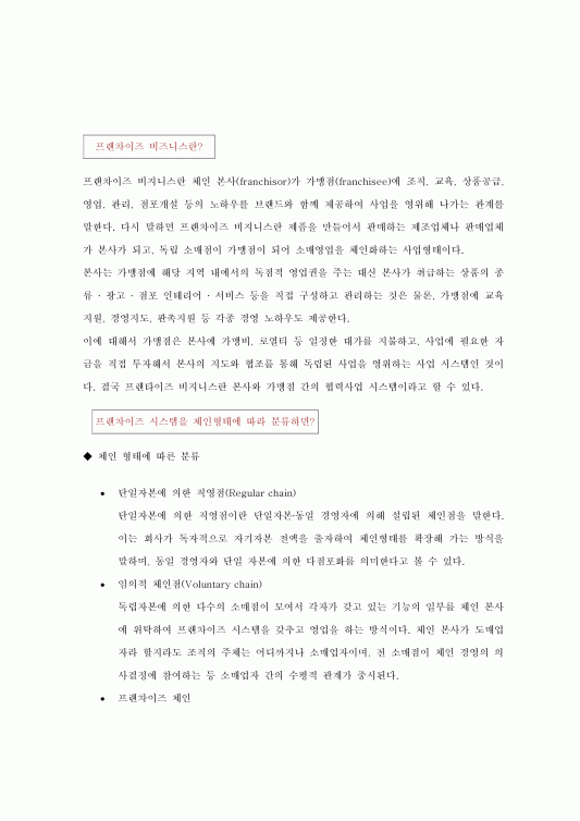 프렌차이즈 비지니스