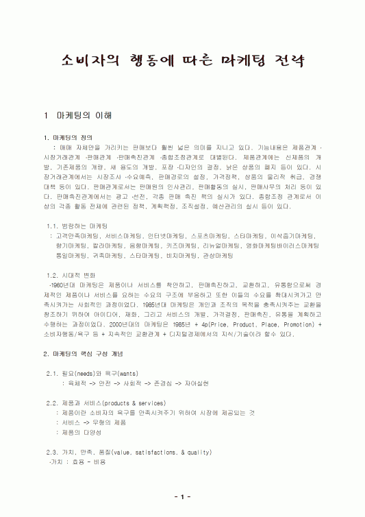 소비자의 행동에 따른 마케팅 전략