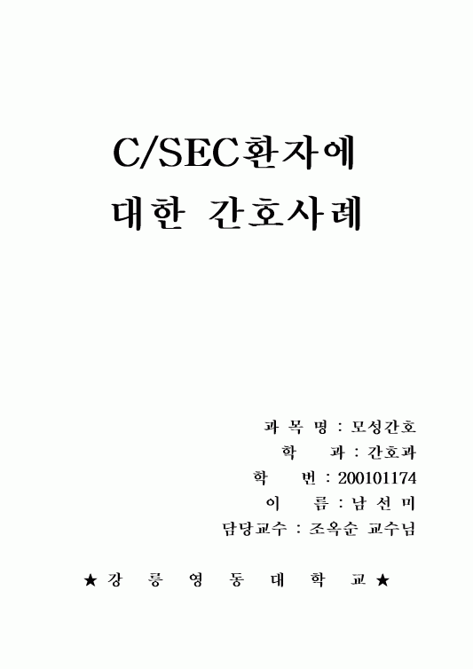 c/sec 에 대한 간호사례