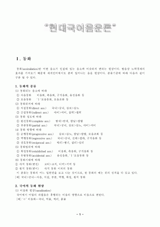 현대 국어학 음운론