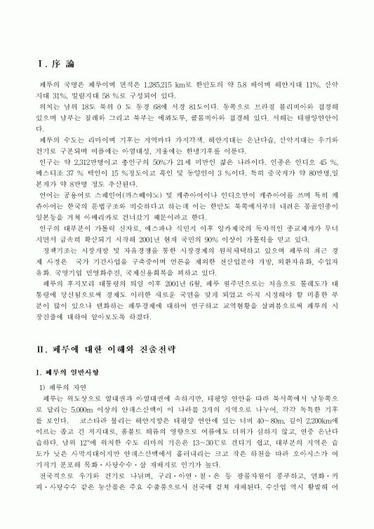 페루의 시장진출전략