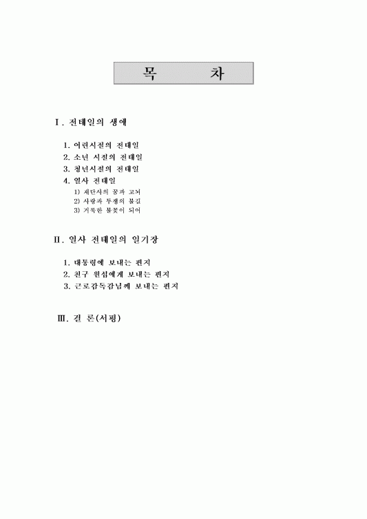 전태일의 생애와 전태일평전에 대한 서평