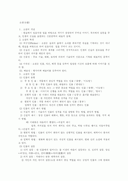 소설, 수필, 희곡에 대하여... 문학 비교 설명