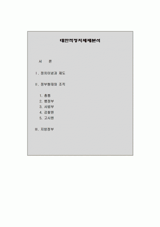 대만의 정치체제 분석