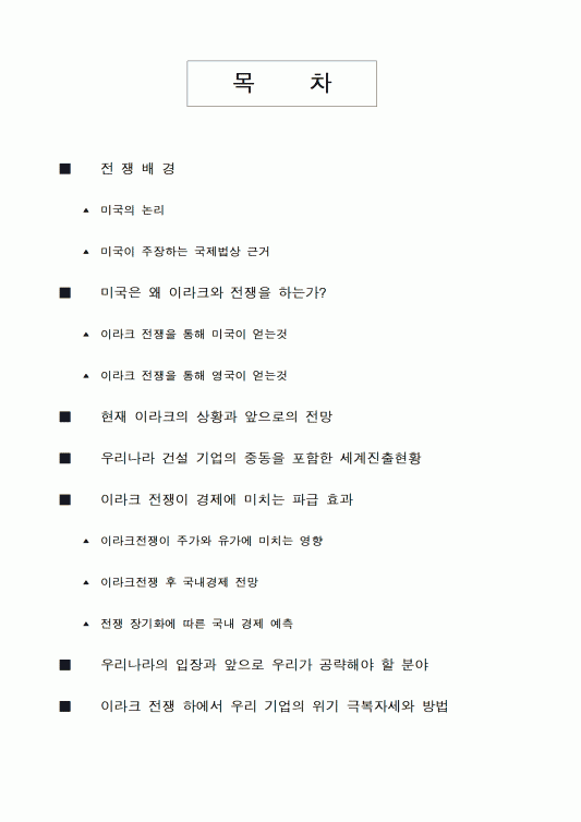 이라크 전후의 경제동향