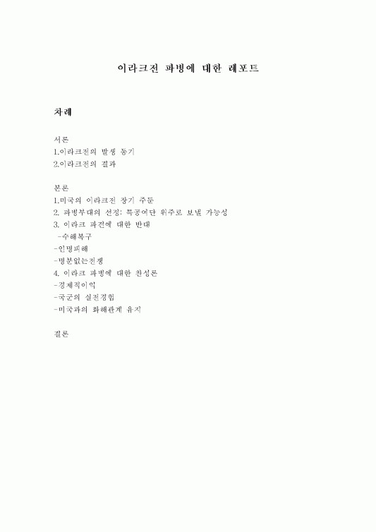 이라크전 파병에 대한 레포트