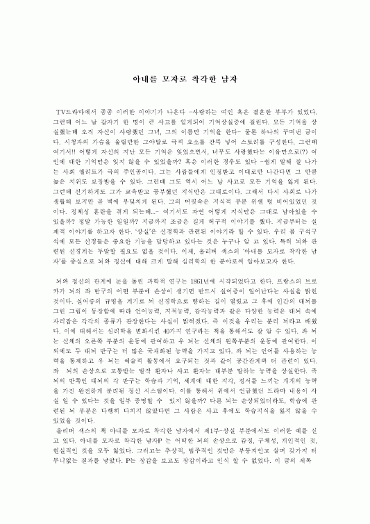 [인문과학] 아내를 모자로 착각한 남자