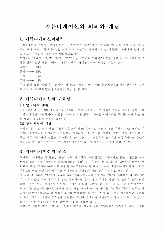 커뮤니케이션의 의의와 개념