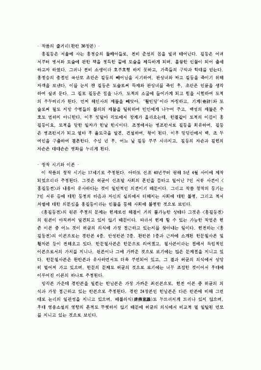 홍길동과 허균의 문학세계