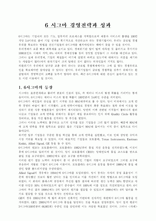 6 시그마 경영전략과 성과