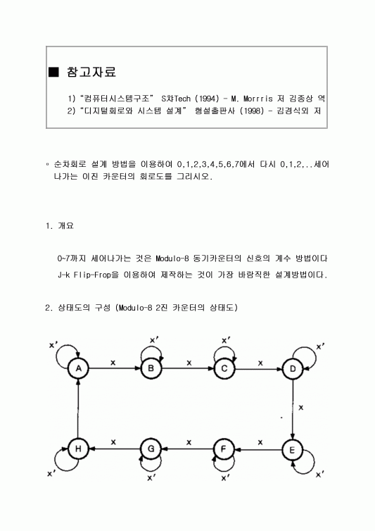 [전산기구조론] 순차회로를 이용한 이진카운터의 설계[0~7까지 카운터]