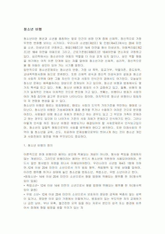 청소년 비행의 정의