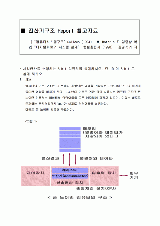 [전산기구조론] 사칙연산을 수행하는 6bit 컴퓨터의 설계