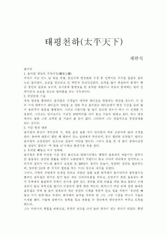 채만식의 `태평천하(太平天下)`