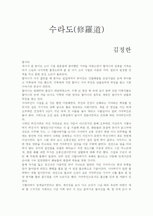 김정한의 수라도(修羅道)