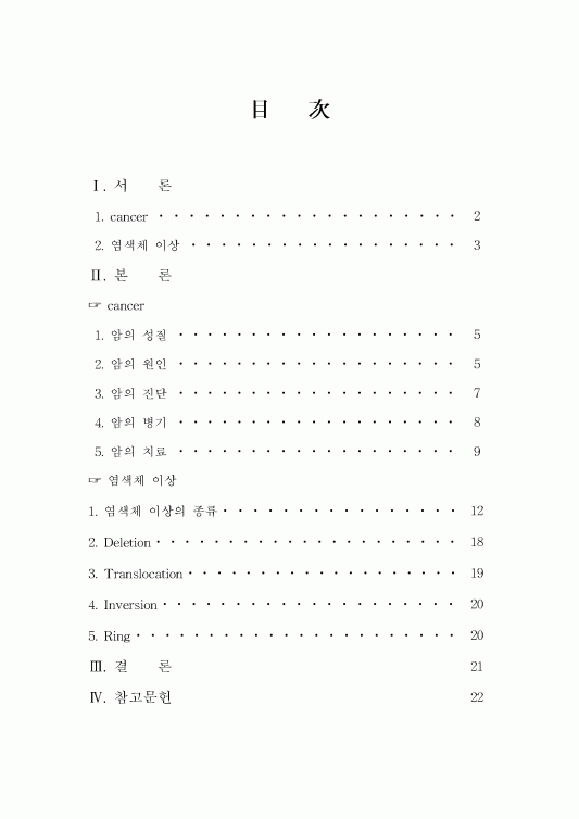 암과 염색체 이상