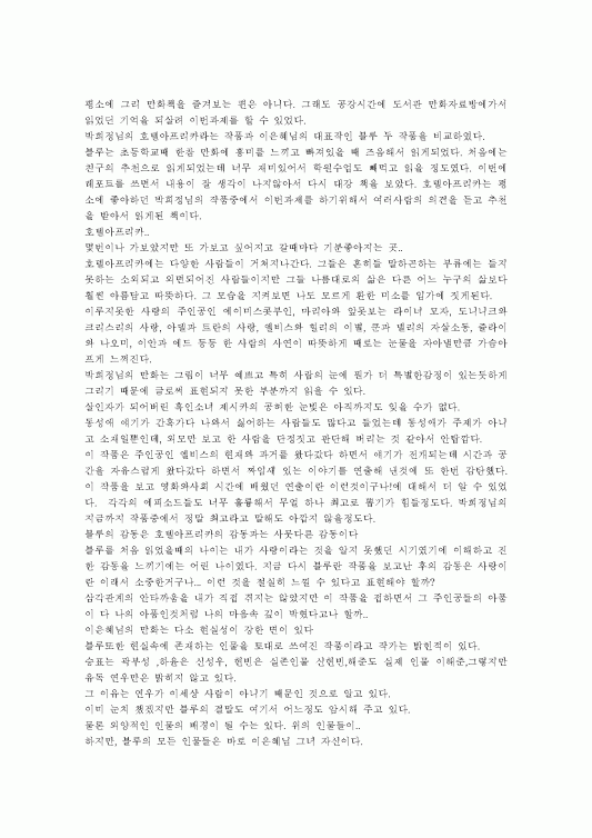 [만화] 호텔아프리카 & 블루