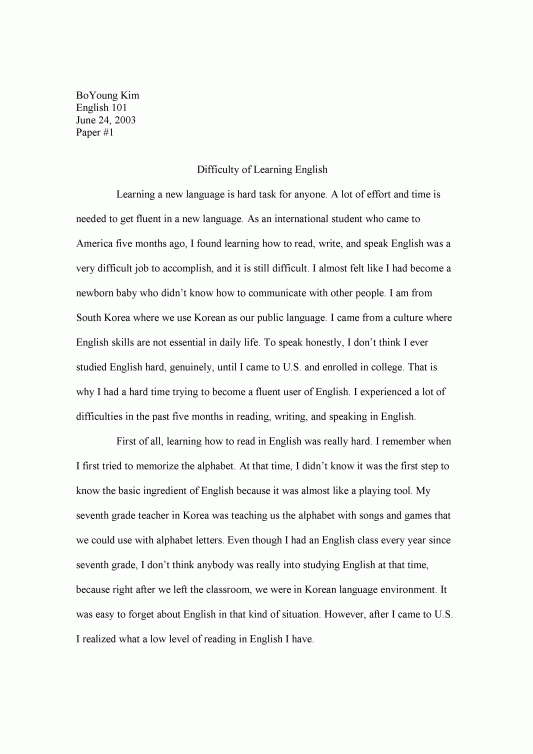 Difficulty of learning English