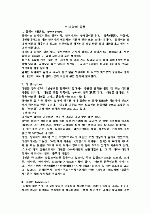 마약의 종류와 예방 대책