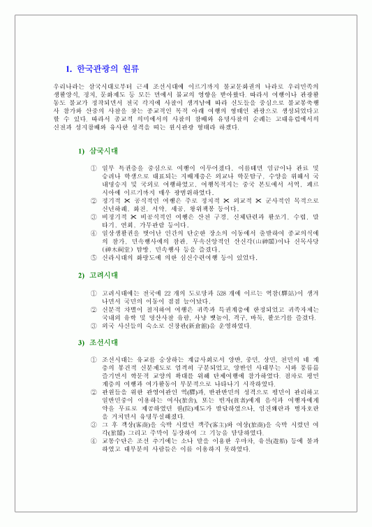 한국 관광의 역사