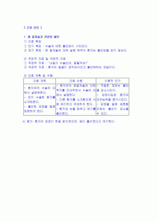 폐절제술 레포트 자료