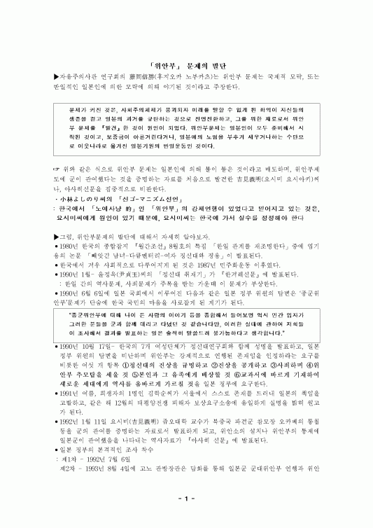 위안부 문제의 발단