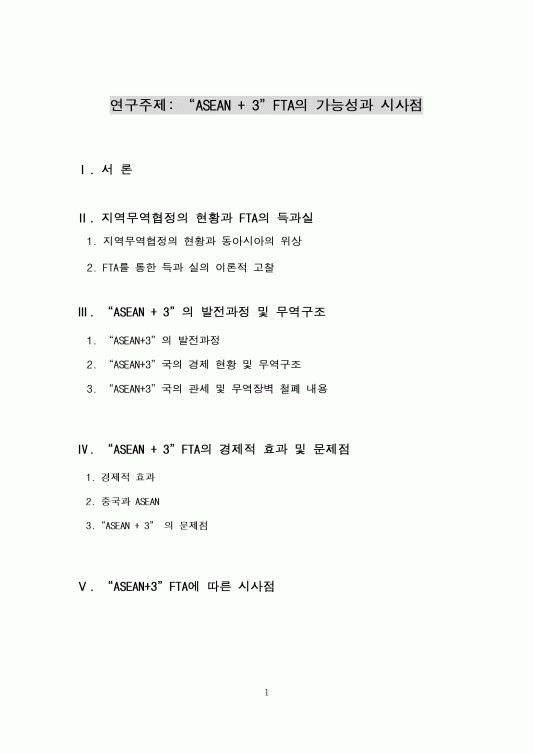 아세안+3의 가능성과 우리의 통상전략