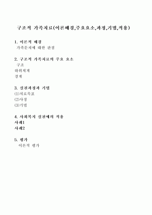 가족치료와 사례-이론배경,주요요소,과정,기법,적용
