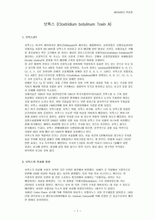보톡스 (Clostridium botulinum Toxin A)