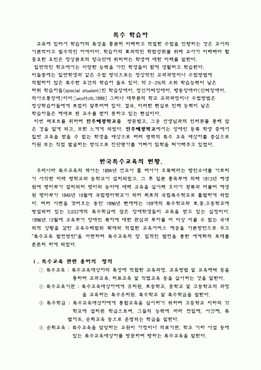 특수학습자 레포트 자료