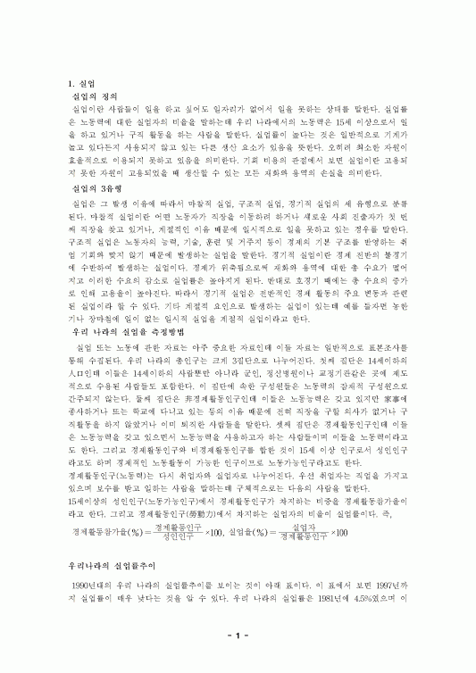 [경영] 실업과 인플레이션