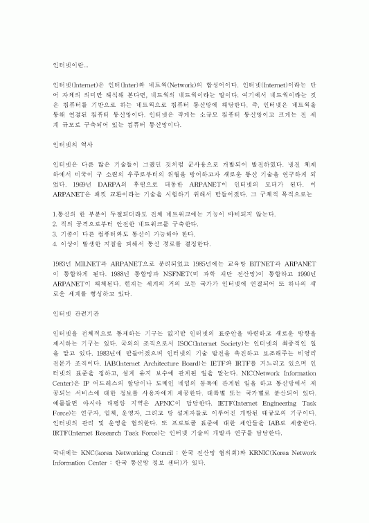 인터넷이란 레포트 자료