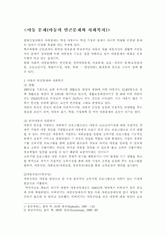 아동의 빈곤문제와 사회복지