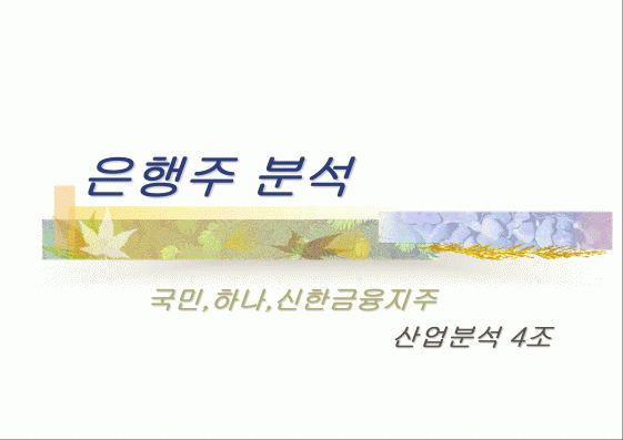 은행주 분석 레포트 자료