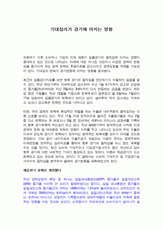 기대심리가 경기에 미치는 영향