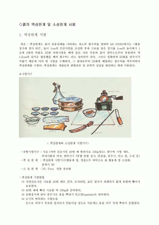 흙의 액성한계 및 소성한계 시험