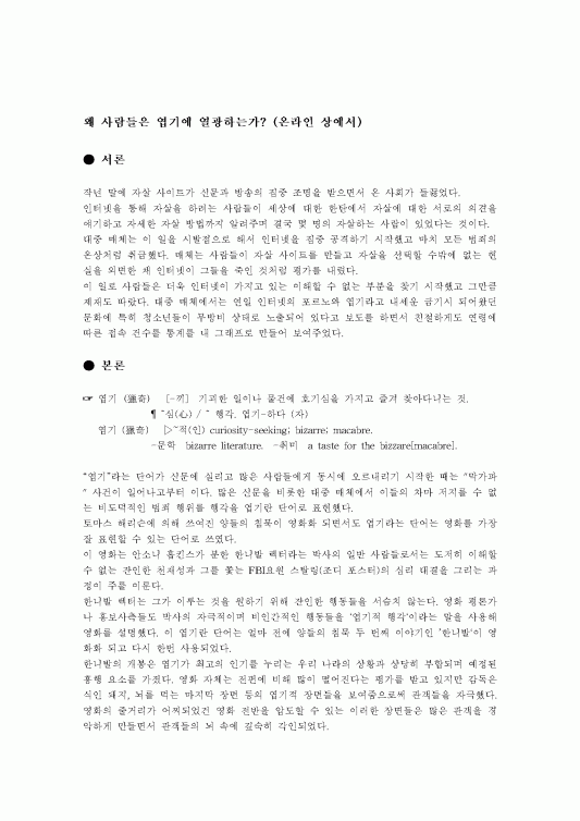 왜 엽기에 열광하는가...(온라인상에서) - 현대 문화 연구 논문