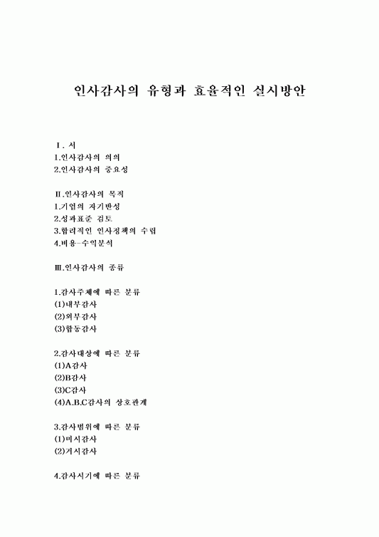 인사감사의 유형과 효율적인 실시방안