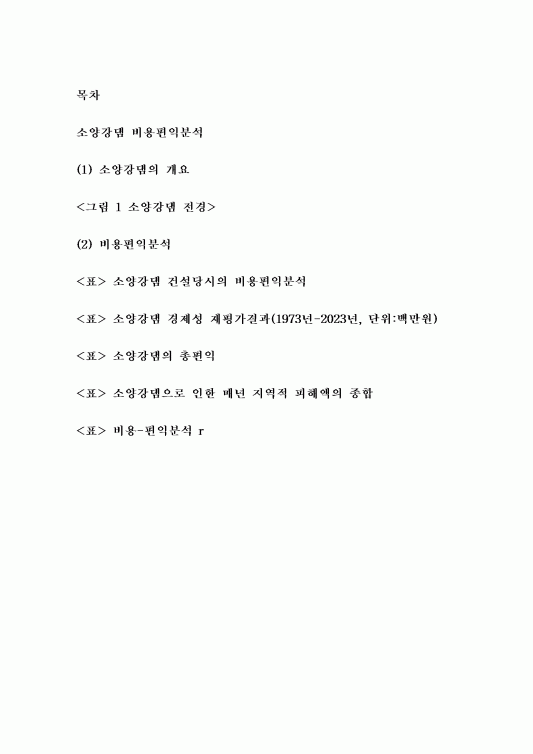 건축-비용편익분석 실례(소양강댐)