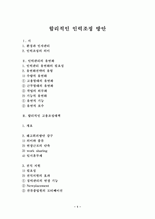 [사회과학] 합리적인 인력조정 방안