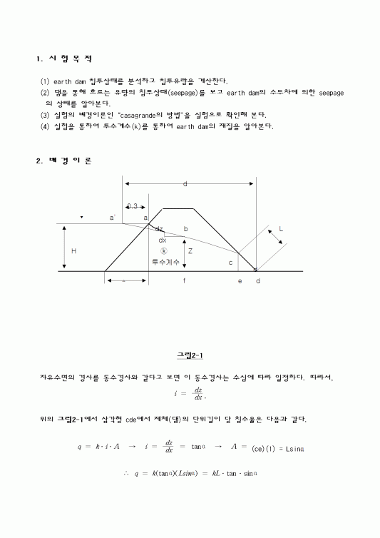 제체실험 및 토의결과
