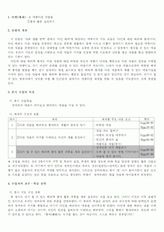 [지도안 ] 도덕과 교수-학습 과정안